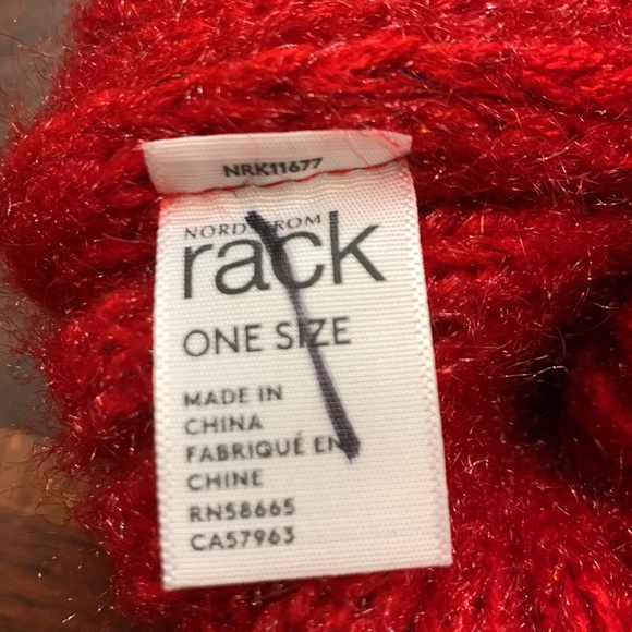 Nordstrom | Accessories | Nwot Nordstrom Rack Red Sparkle Faux Fur Pom ...
